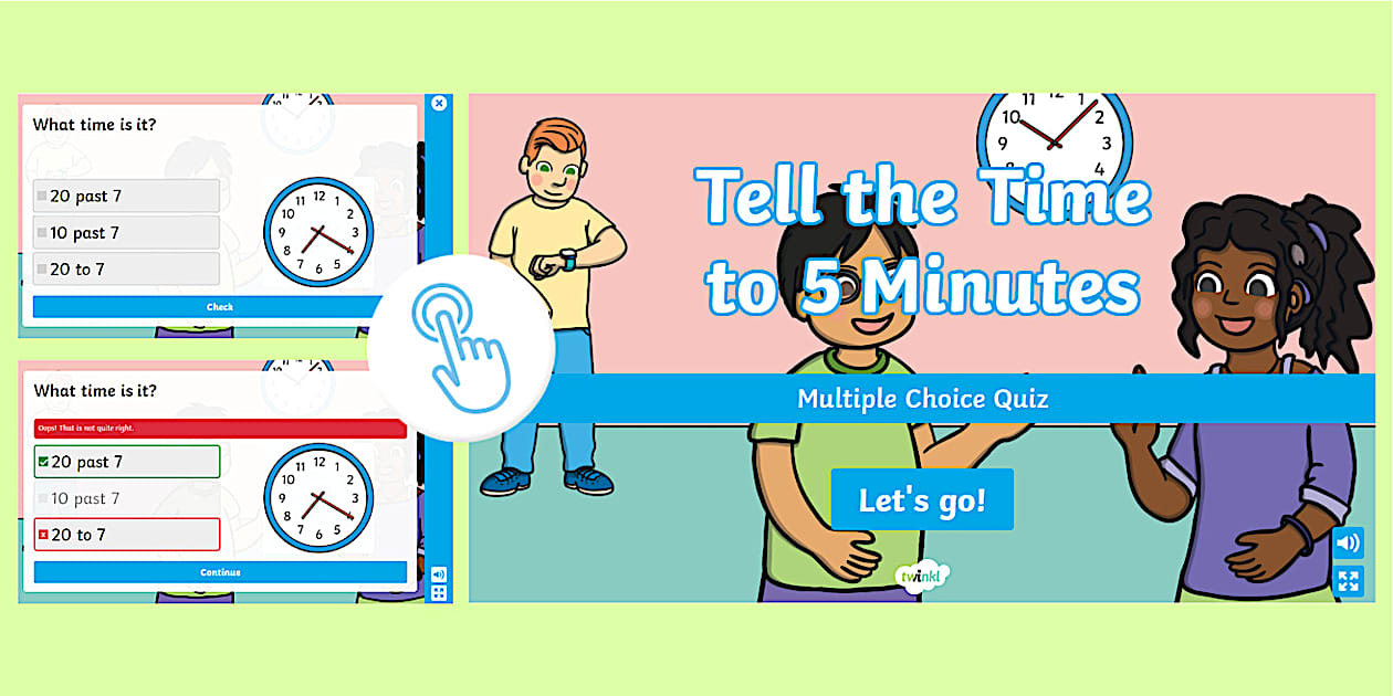 Tell the Time to 5 Minutes Multiple Choice Quiz - Twinkl