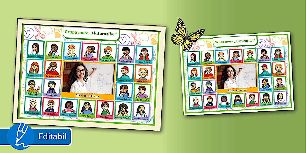 Tabloul grupei/clasei – Colaj editabil cu fotografii