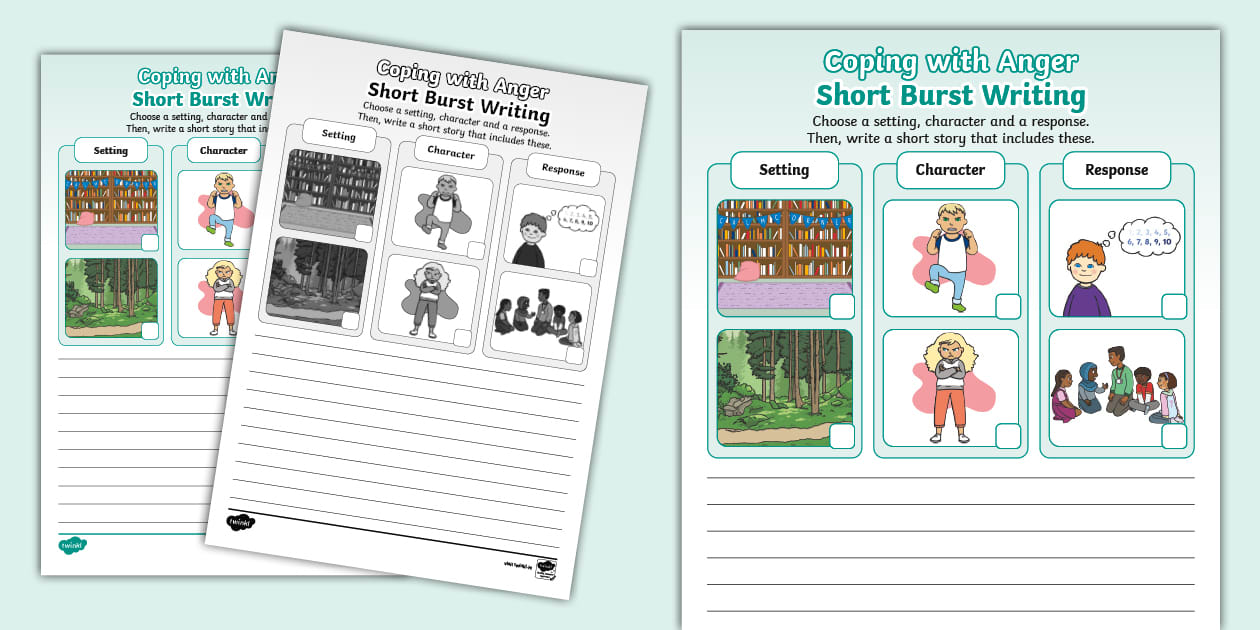 Coping with Anger Short Burst Writing Template - Twinkl