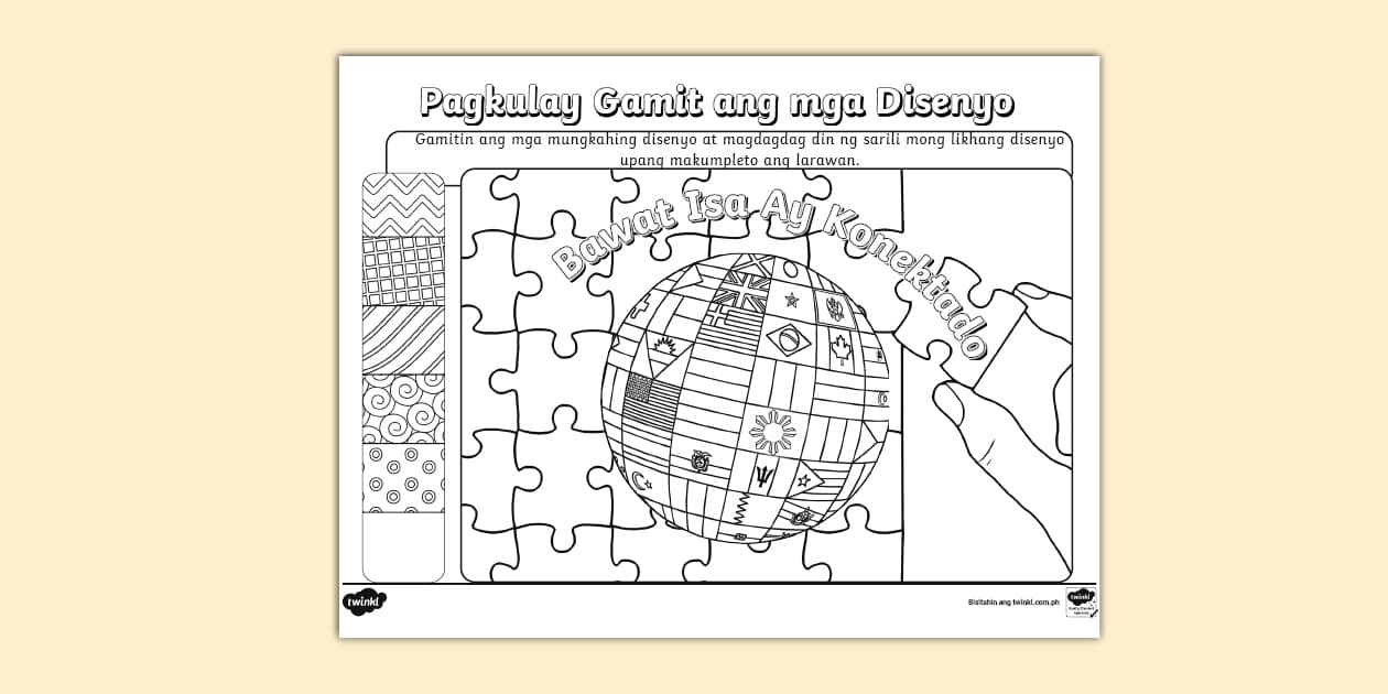 Worksheet: Pagkulay Gamit ang mga Disenyo – Bawat Isa ay Konektado