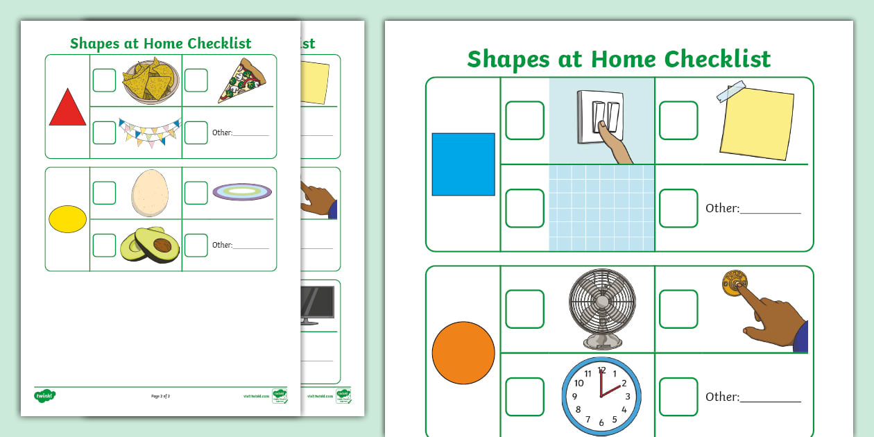 👉 Shapes at Home Checklist (teacher made) - Twinkl
