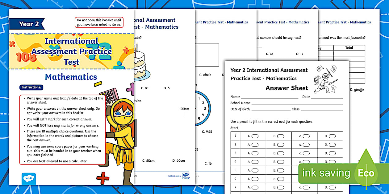 Year 2 ICAS Past Paper - Maths Practice Exam (teacher made)