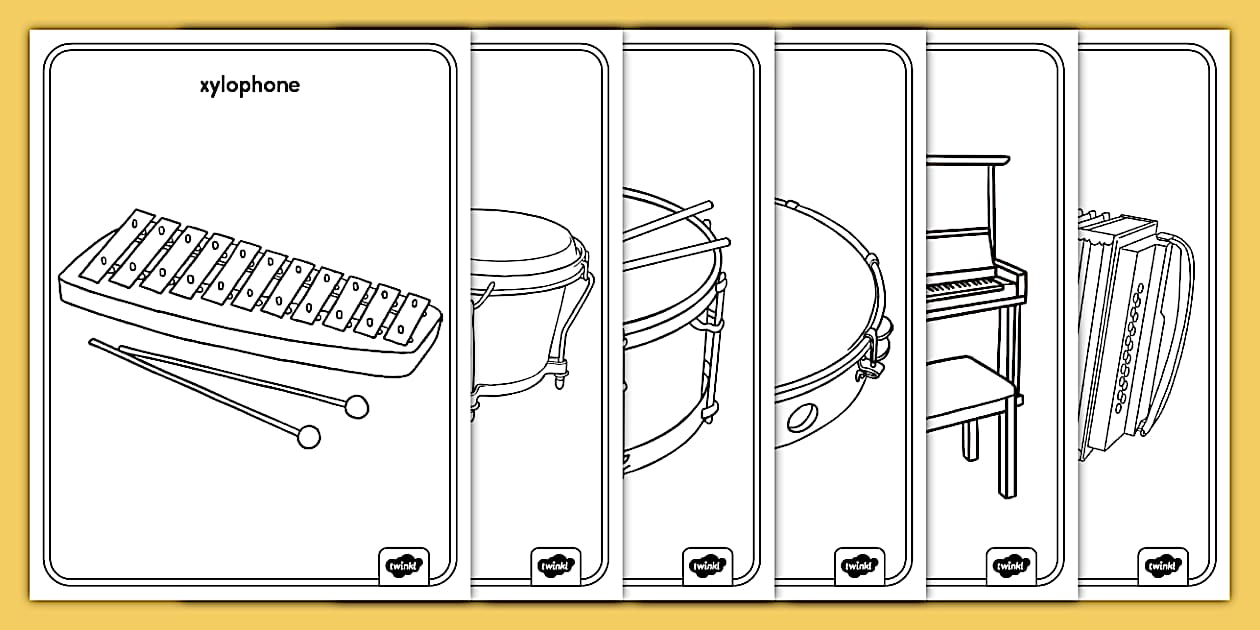 Musical Instrument Coloring Pages for Kids | Twinkl USA
