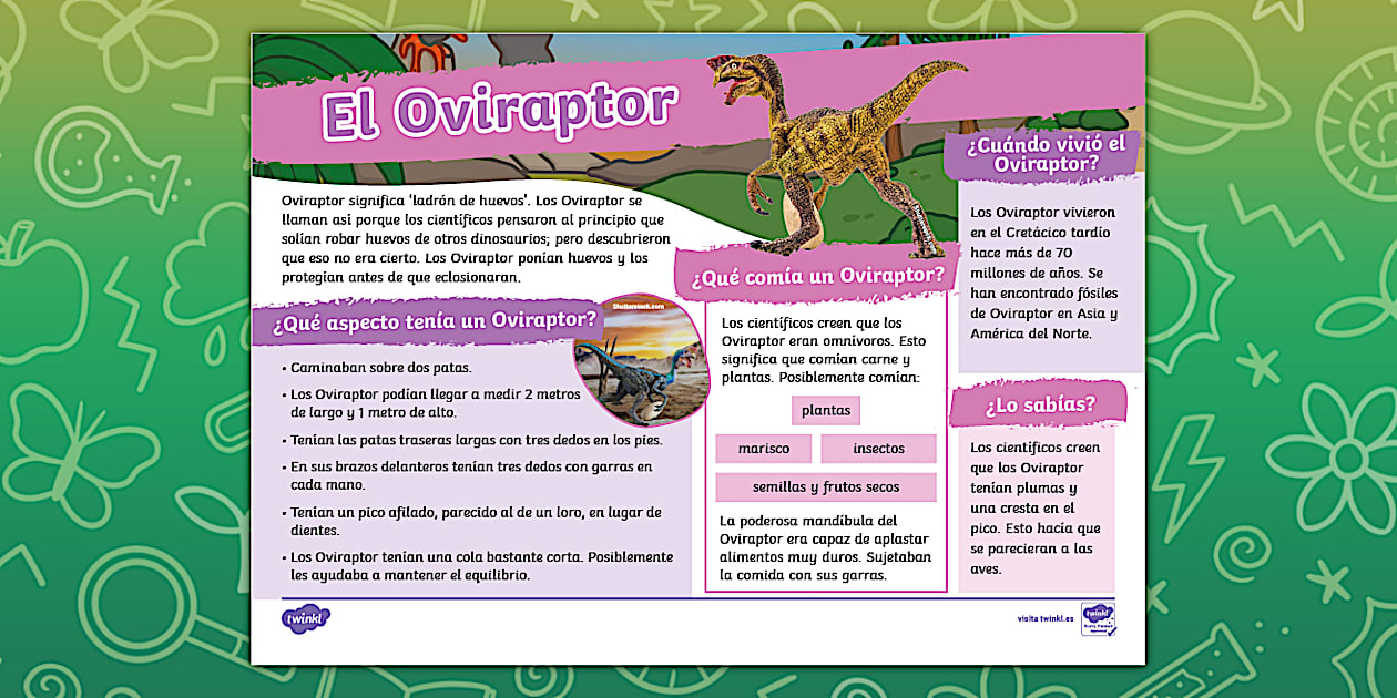 Ficha: El Oviraptor (professor feito) - Twinkl