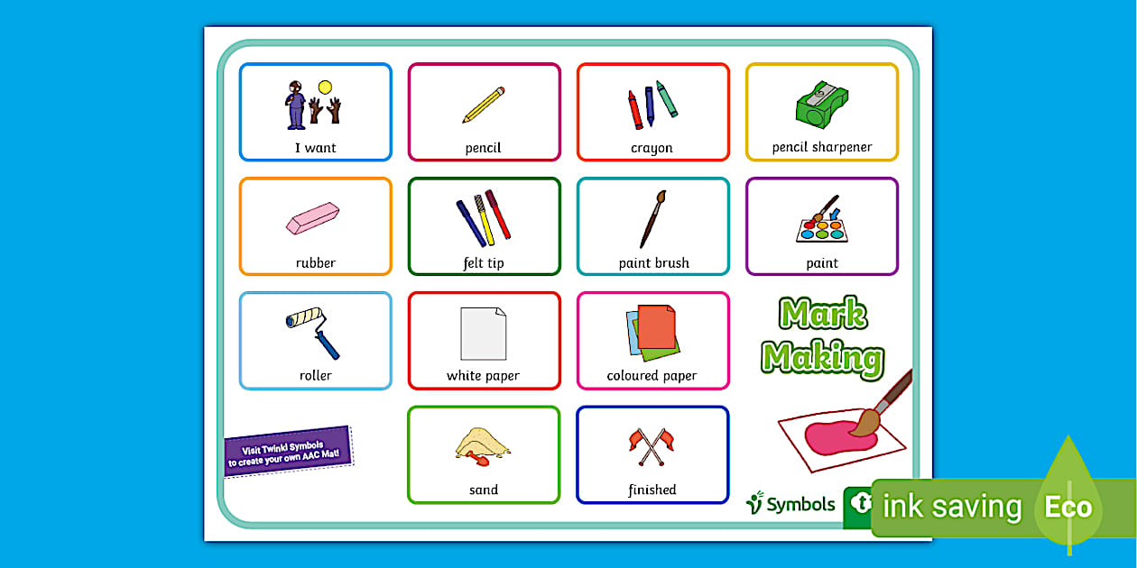 Twinkl Symbols: Mark Making AAC Mat (Teacher-Made) - Twinkl