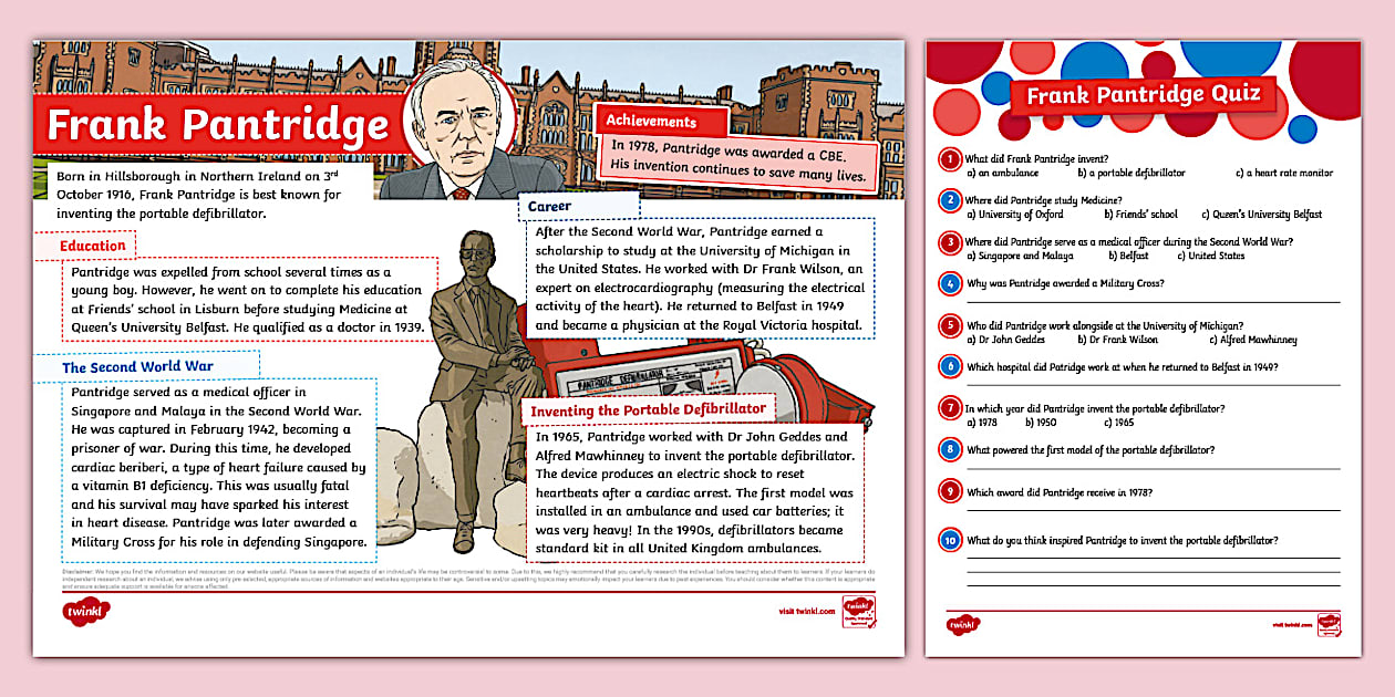 KS2 Frank Pantridge Fact File (teacher made) - Twinkl