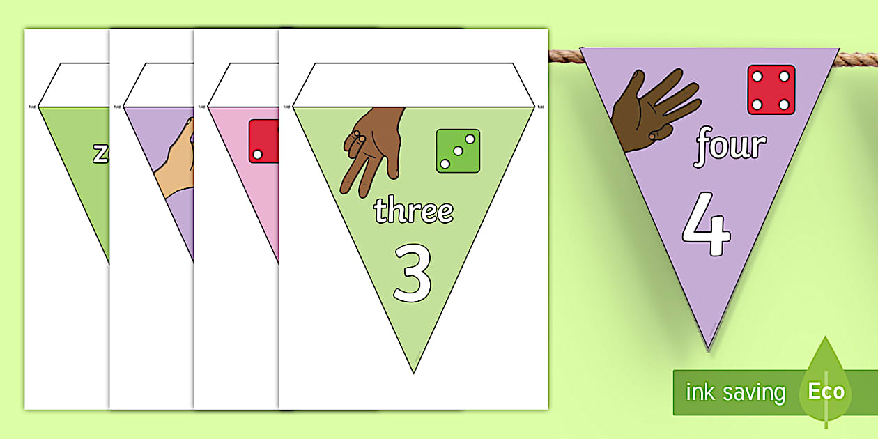 Precursive Visual Number Line 0-20 Bunting - Twinkl
