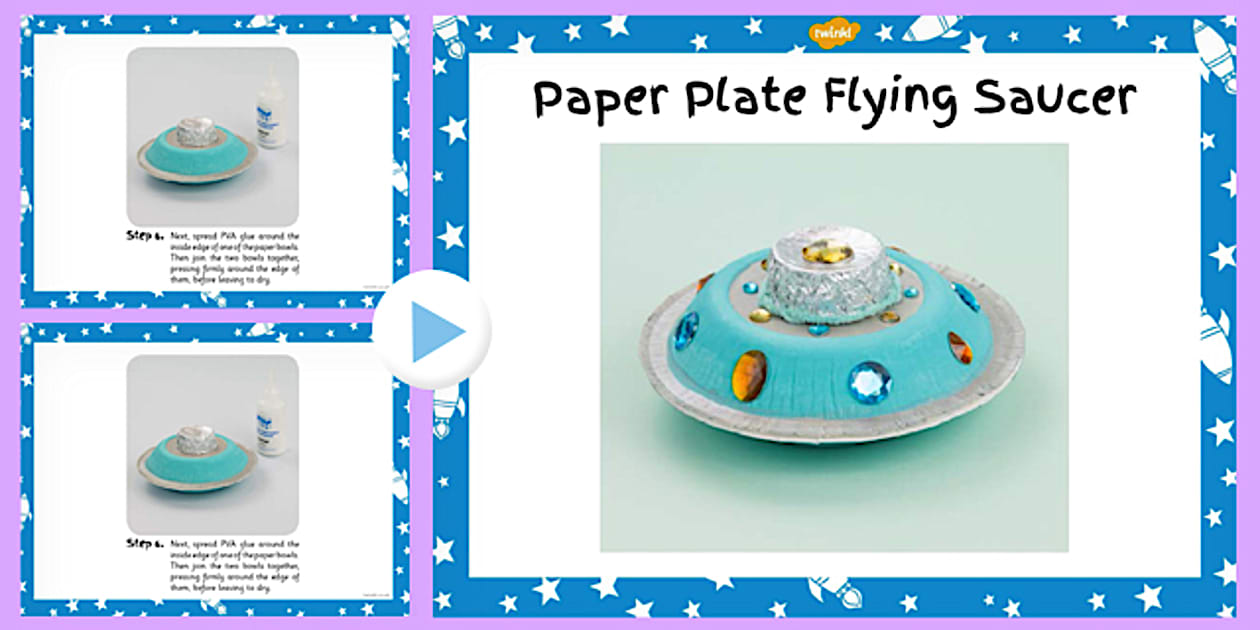 Paper Plate Flying Saucer Craft Instructions PowerPoint - space
