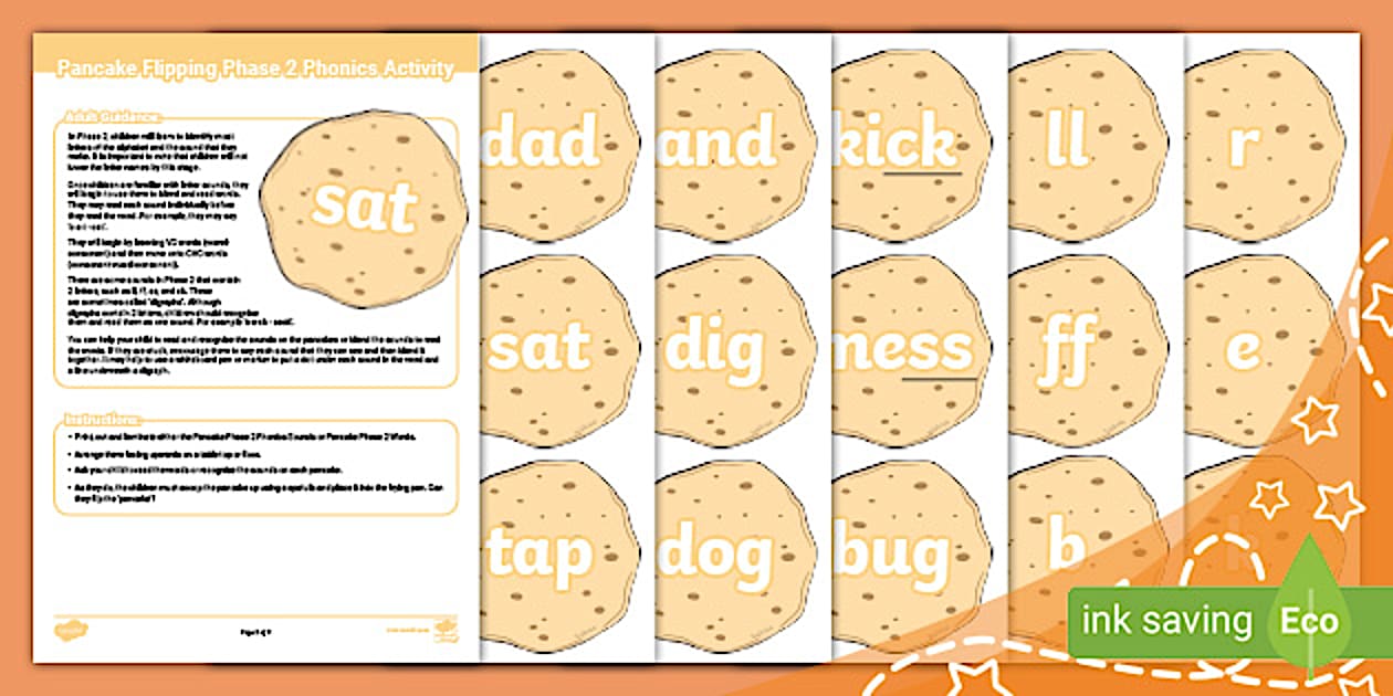 Pancake Flipping Phase 2 Phonics Activity (teacher made)