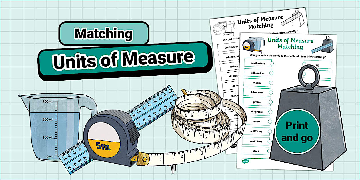 Units of Measure Matching Worksheet - Twinkl