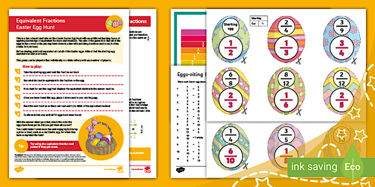 Equivalent Fractions Easter Egg Hunt Game (teacher made)