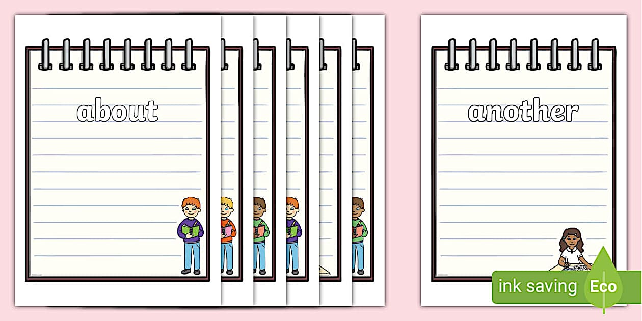 KS1 Keywords On Notepads Activity (teacher made) - Twinkl