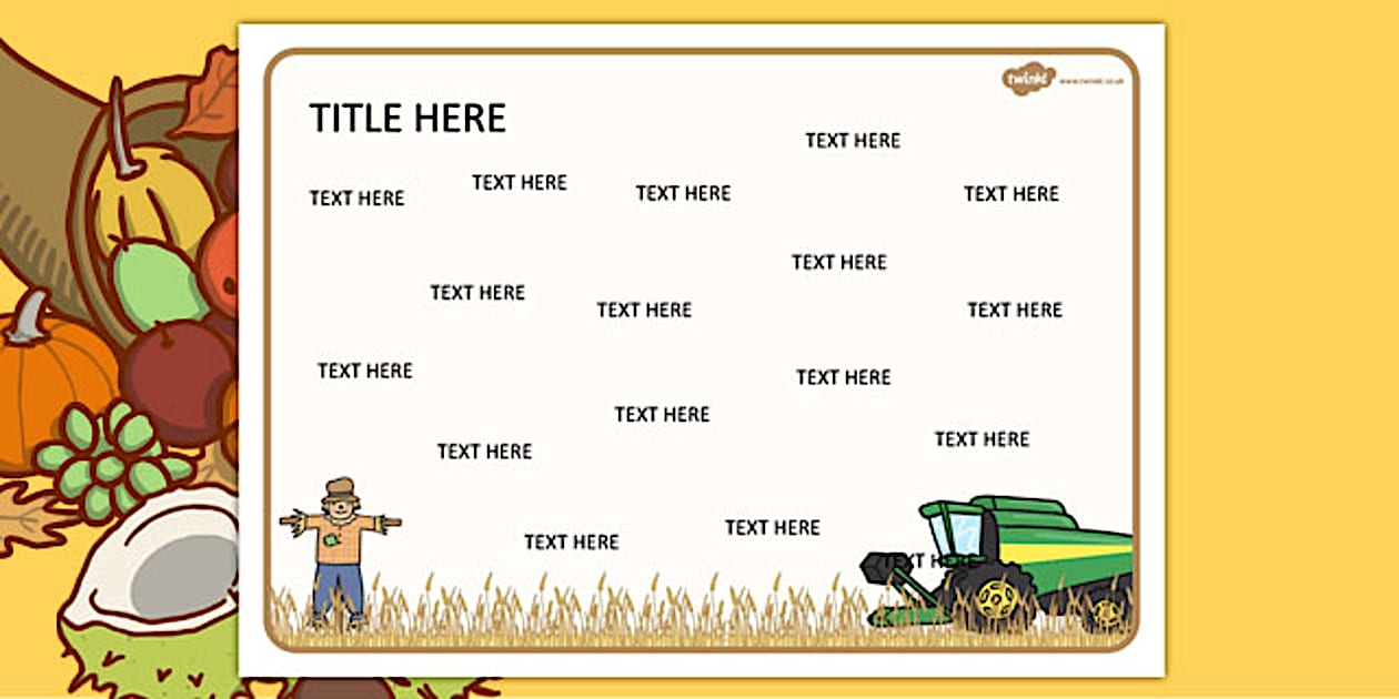 Black and White Harvest Themed Editable Word Mat - Twinkl