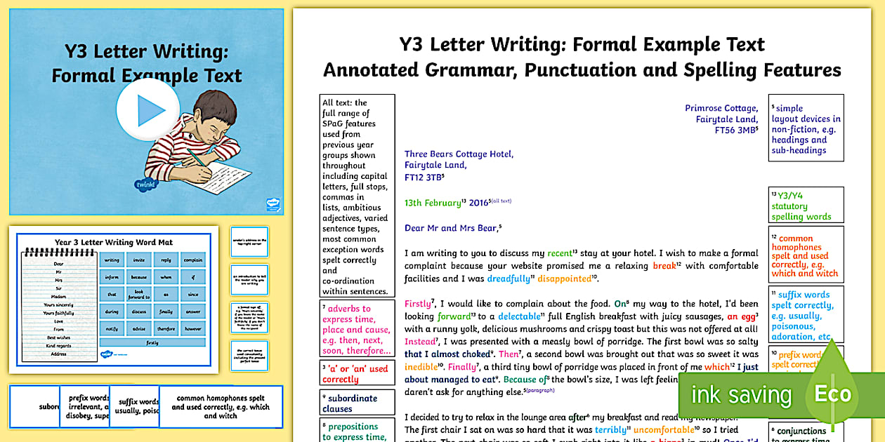 Examples of Formal Letters- Model text- KS2 resource