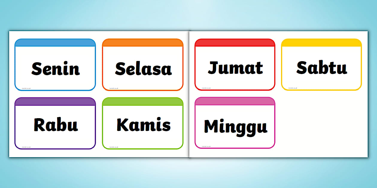 Flashcard Nama Hari dalam Seminggu (teacher made) - Twinkl