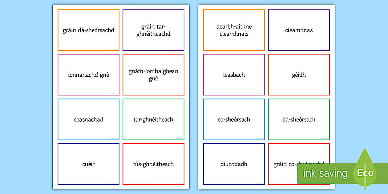 Càirtean-fhaclan LGDT (teacher made) - Twinkl