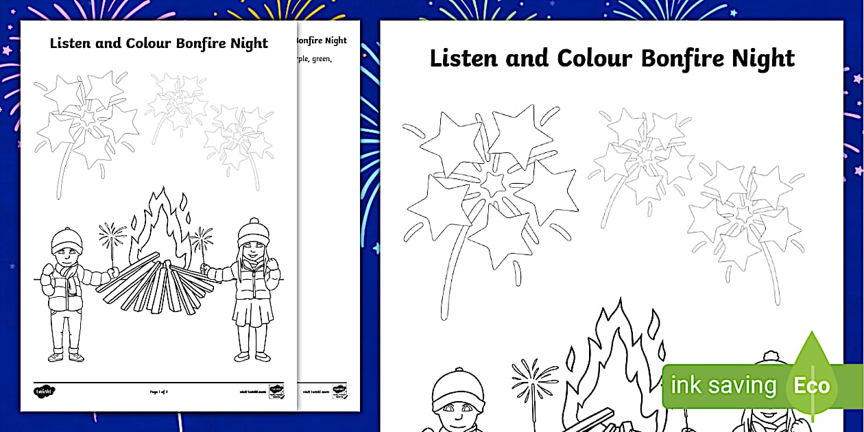 Bonfire Night Listen and Colour | CfE Resources | Twinkl