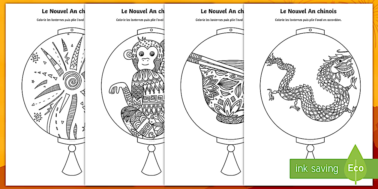 Coloriage du Nouvel An chinois | Ressource pédagogique