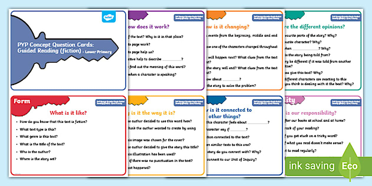 PYP Key Concept Question Cards: Guided Reading (fiction) -LP