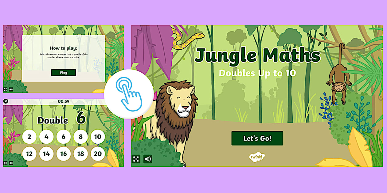 Jungle Maths: Doubles to 10 - Improve My Maths Online Game