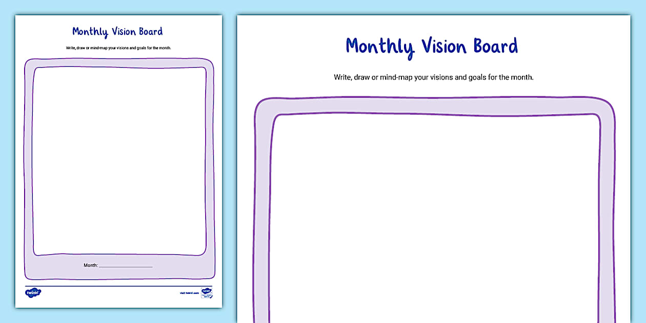 Monthly Vision Board Template ELC (teacher made) - Twinkl