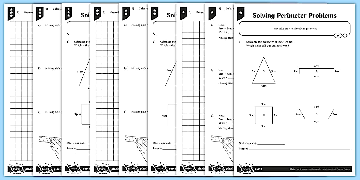 Lower Ability Solving Perimeter Problems Differentiated Worksheets