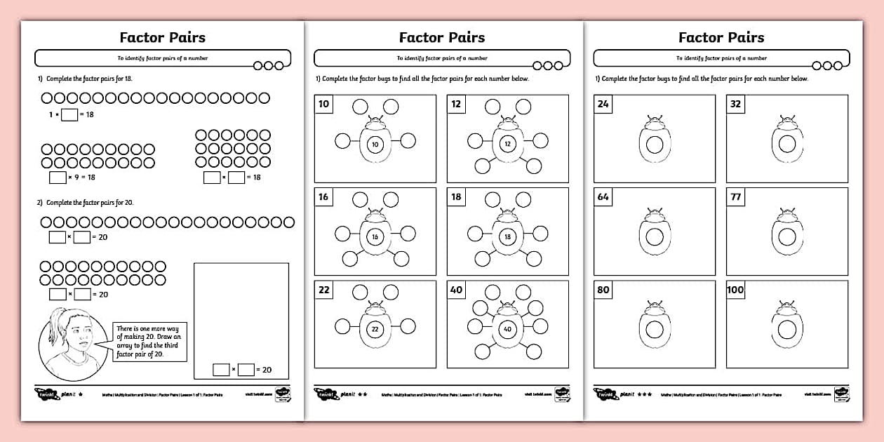 👉 Factor Pairs Activity Sheets (teacher made) - Twinkl