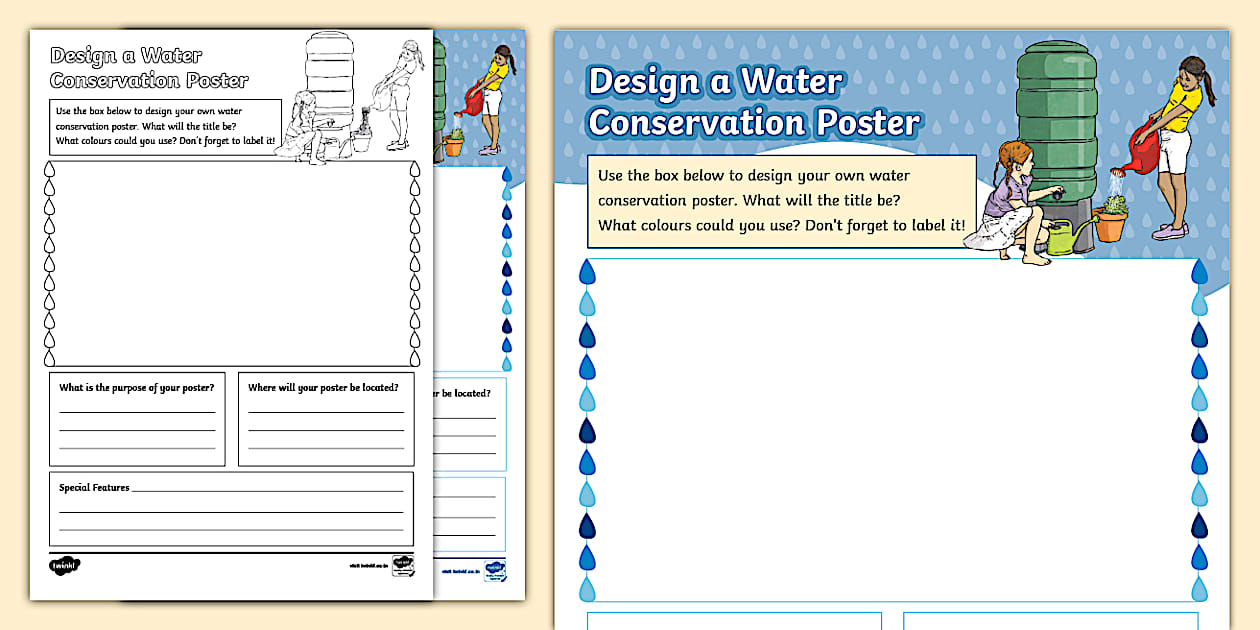 Design a Water Conservation Poster Worksheet (teacher made)