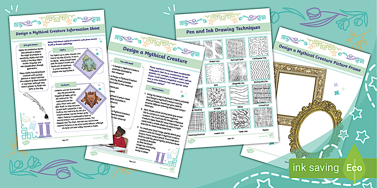 Design a Mythological Creature (Pen and Ink Drawing Techniques) (Ages 7 ...