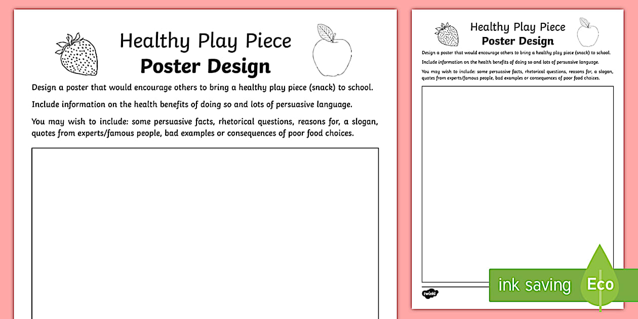 Healthy Play Piece Poster Design Worksheet / Worksheet