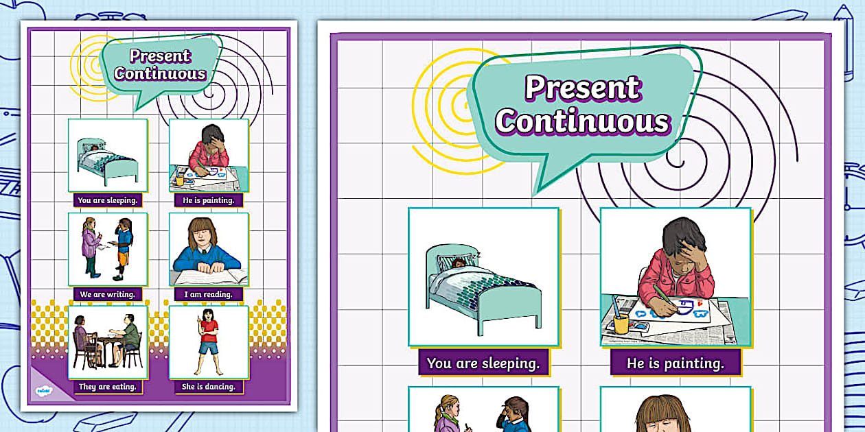 Affiche : Present continuous - Anglais LV (teacher made)