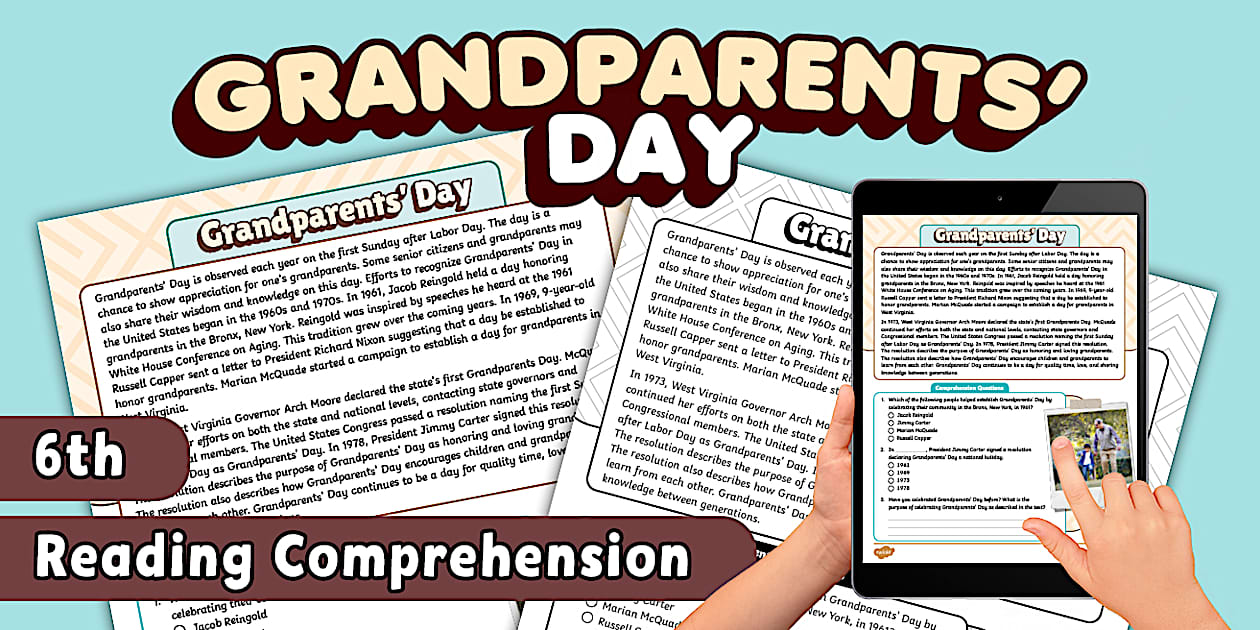 Sixth Grade Grandparents’ Day Reading Comprehension Wkst