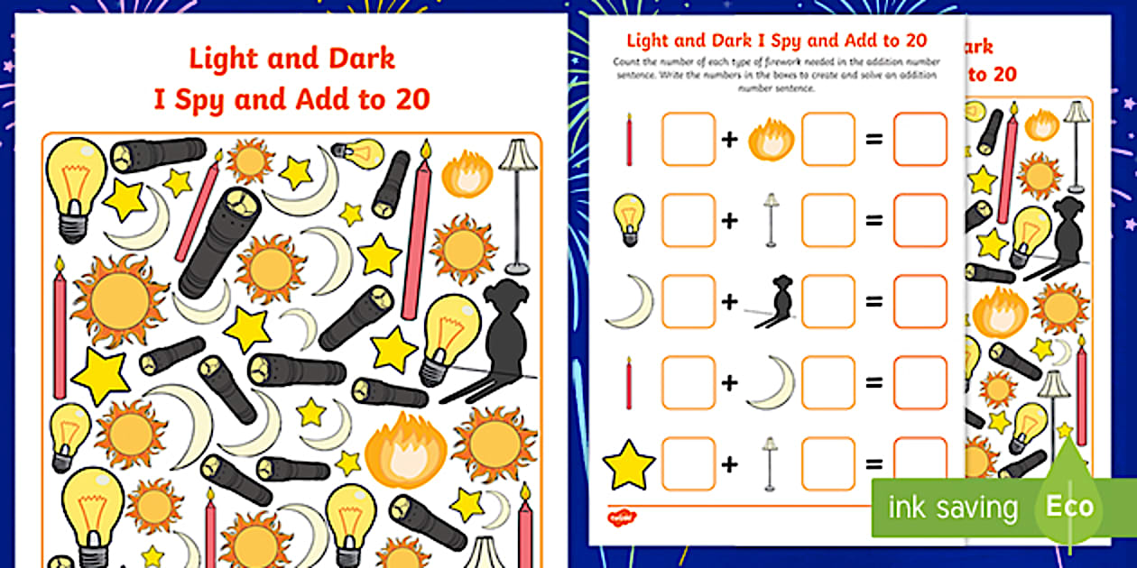 👉 Light and Dark I Spy and Add to 20 - Twinkl