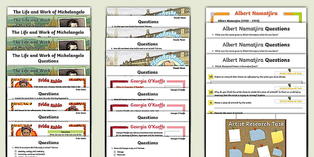 Printable Art History Worksheets with Questions Ι Art 3-6