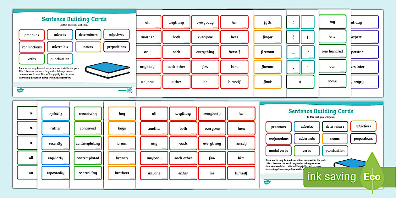 Editable Sentence Building Blocks Word Cards - Twinkl