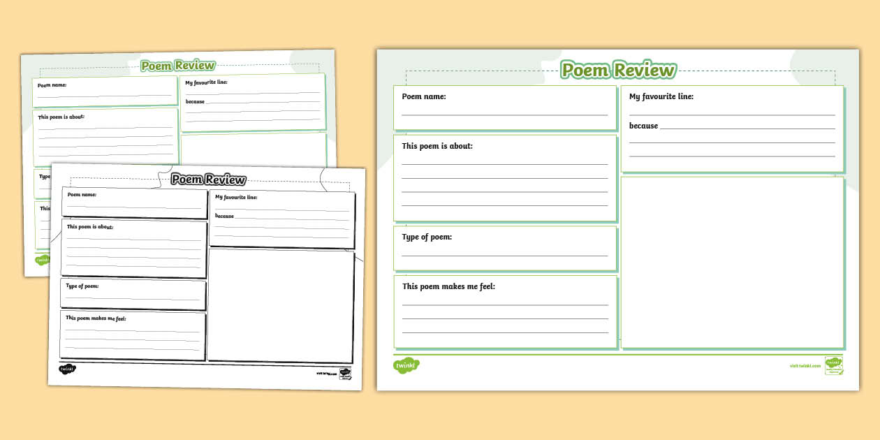 Poem Review Writing Frame (teacher made) - Twinkl