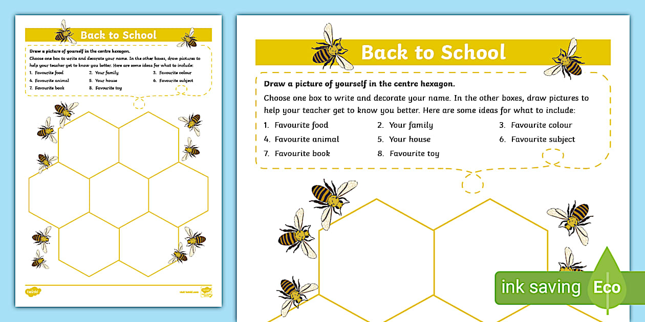 Back to School Beehive Activity Sheet (teacher made)