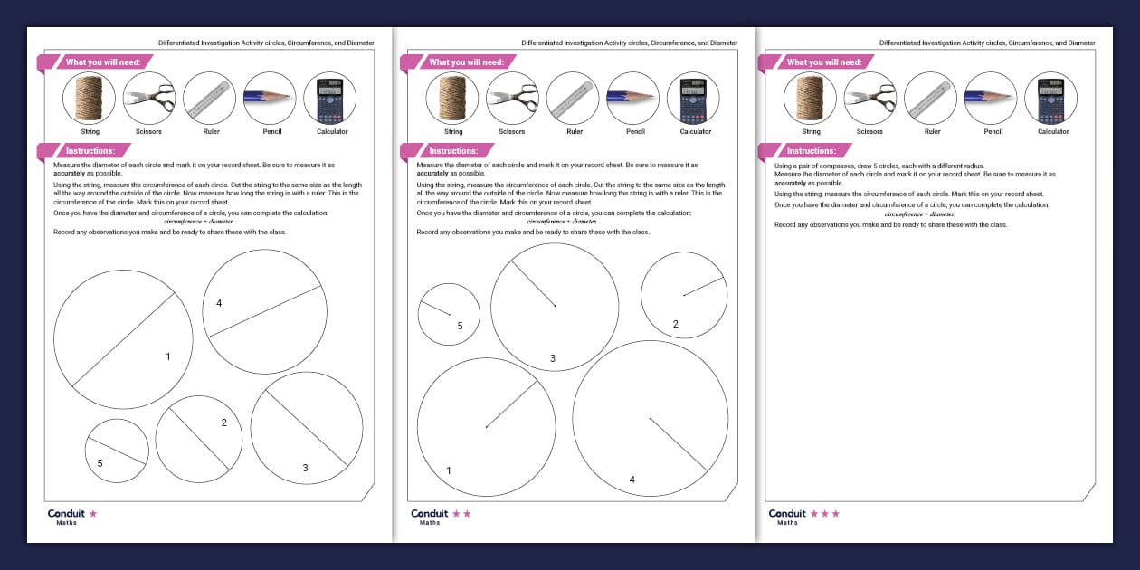 Differentiated Investigation Activity: Circles - Twinkl
