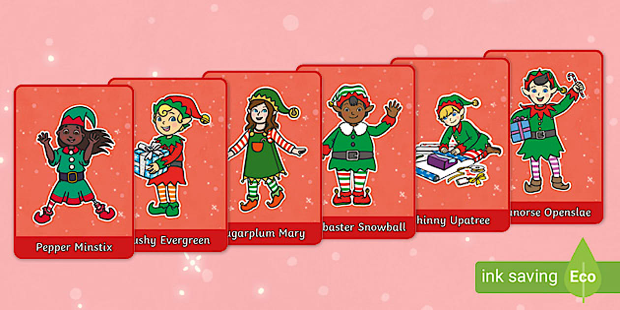 Christmas Elf Names and Display Pictures Pack (teacher made)