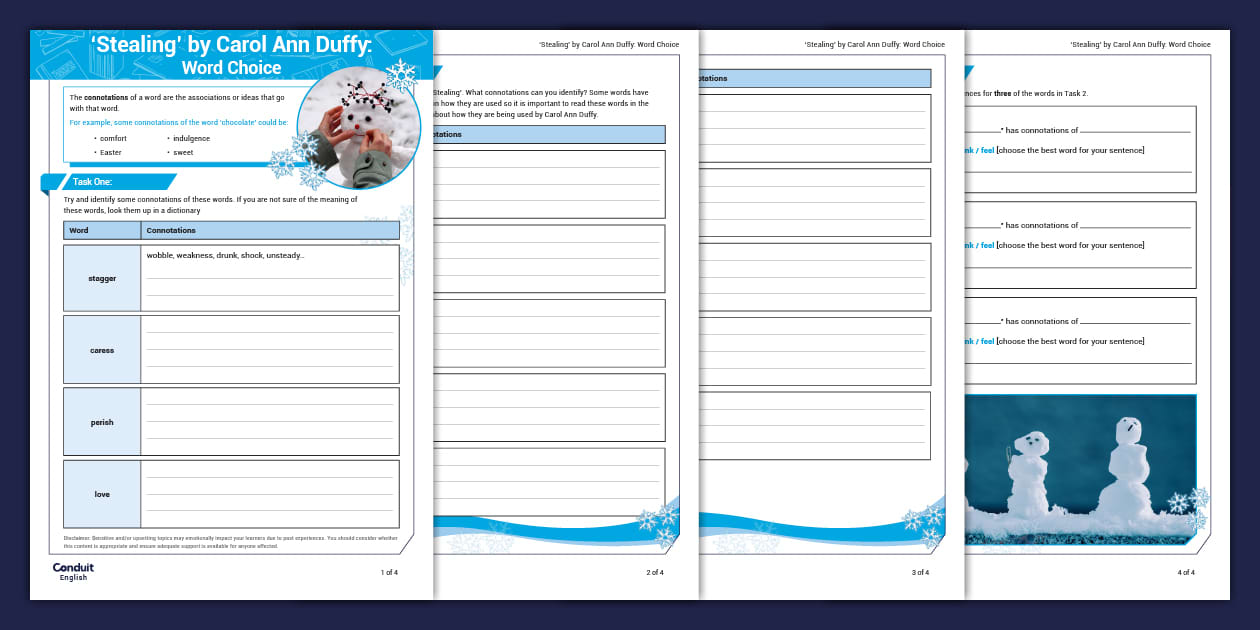 'Stealing' by Carol Ann Duffy: Word Choice (teacher made)
