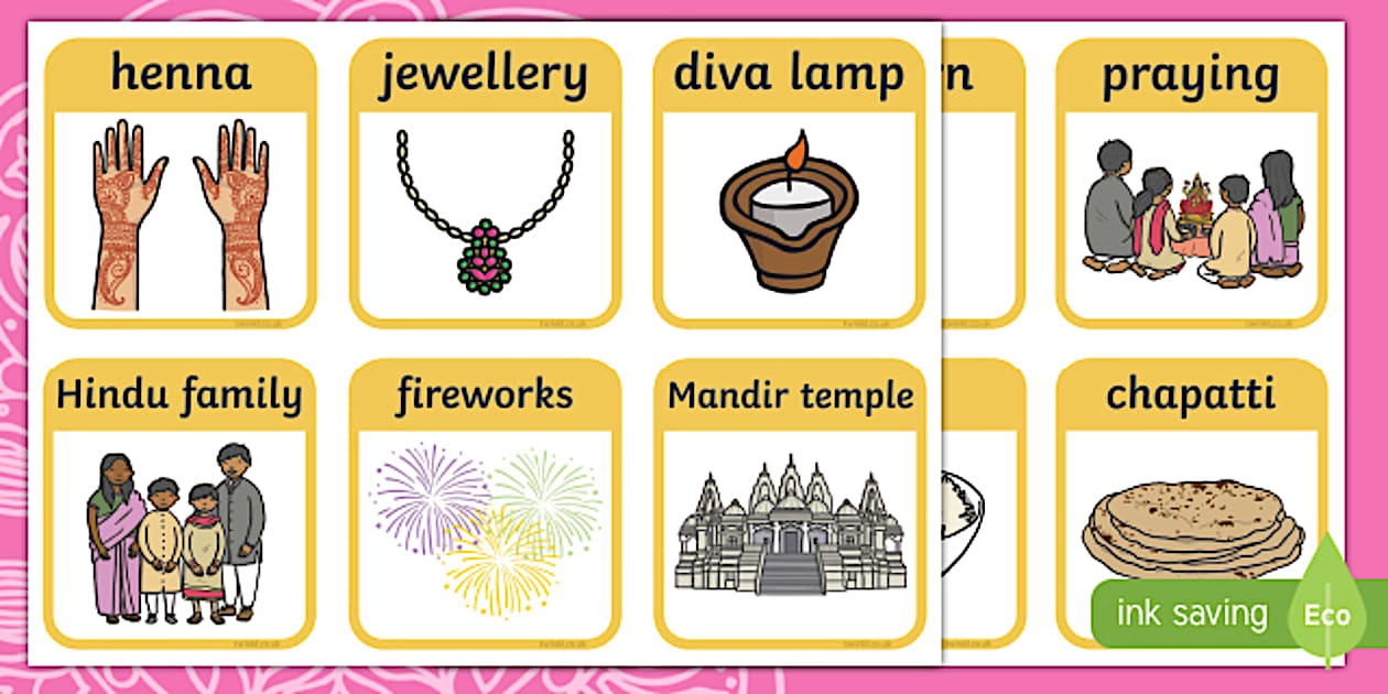 Diwali Matching Vocabulary Snap Cards Activity - ESL Diwali Vocabulary