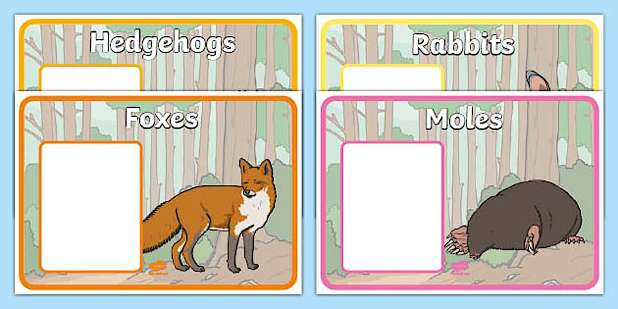 Editable Class Group Names Table Signs (Woodland Animals) w