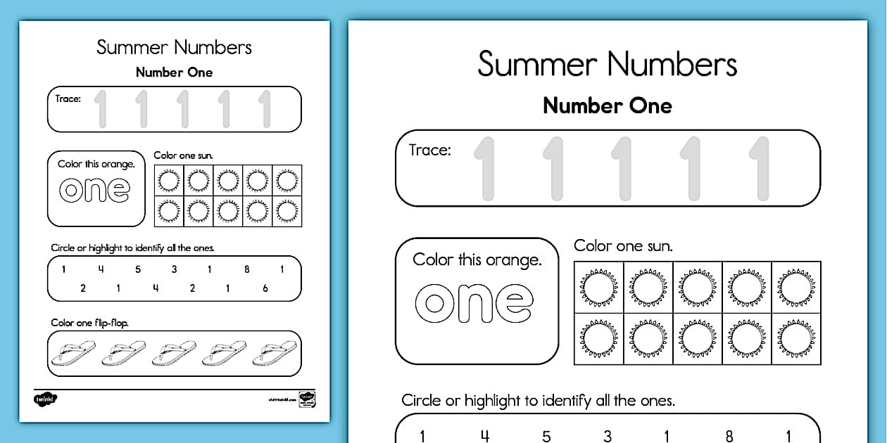 Summer Number One Worksheet | Special Education | Twinkl