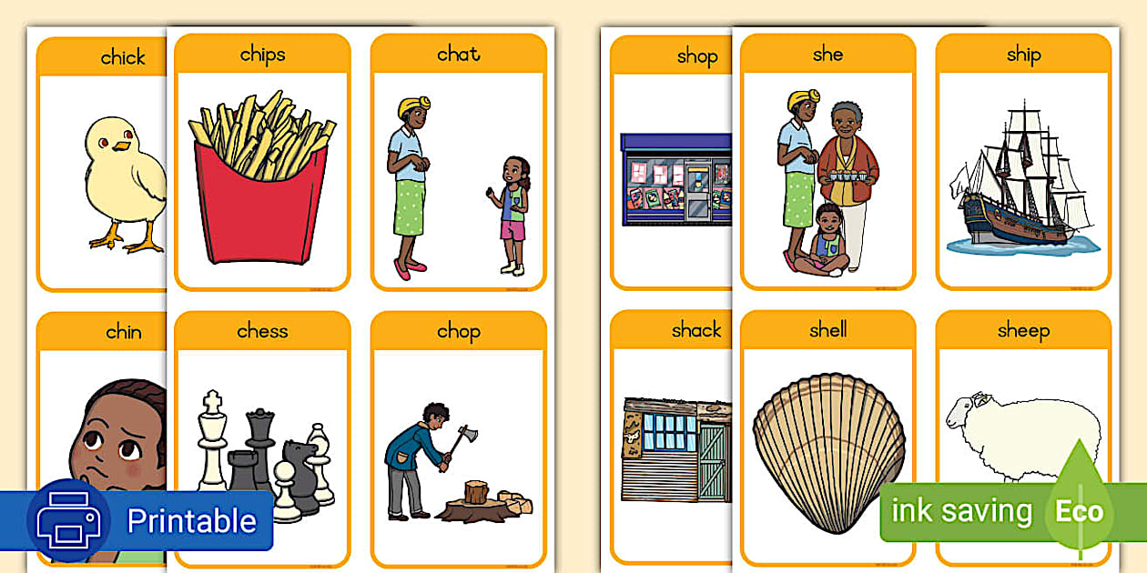 Grade 2 Phonics: sh- and ch-: Flashcards