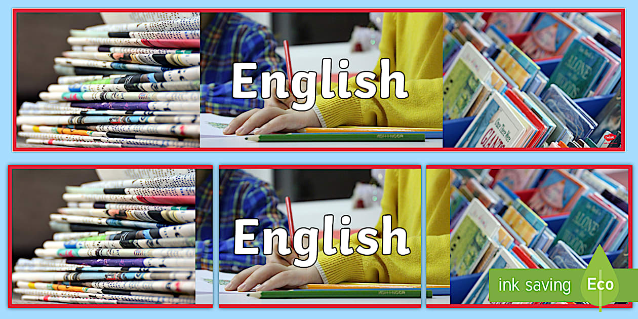 Cursive English Photo Display Banner (Hecho por educadores)