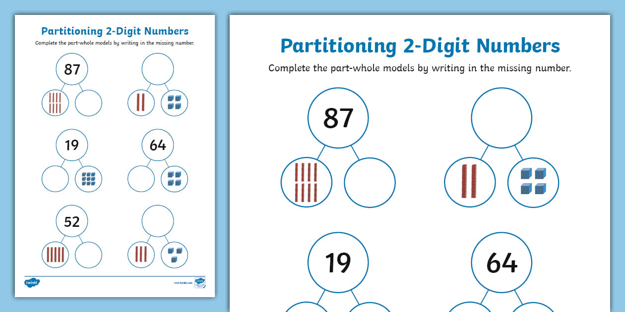 👉 Partitioning 2-Digits using a Part-Whole Model - Twinkl