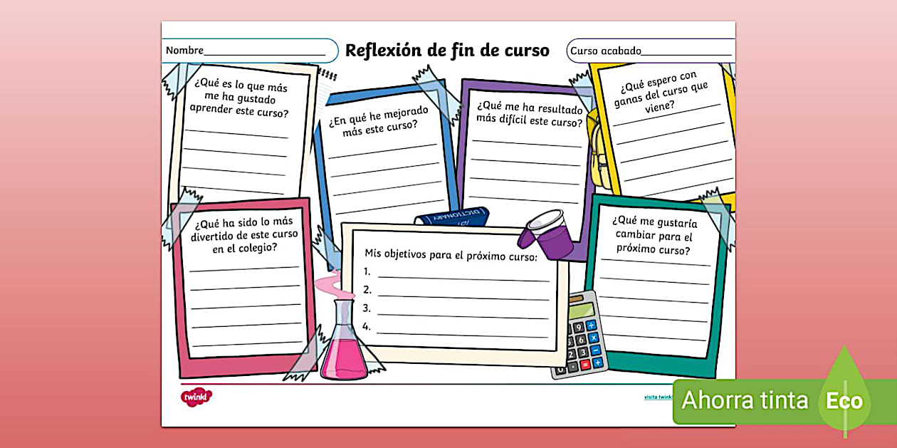 Ficha de actividad, reflexión de fin de curso