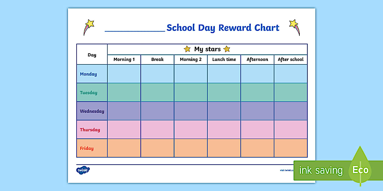Editable School Day Reward Chart (professor feito) - Twinkl