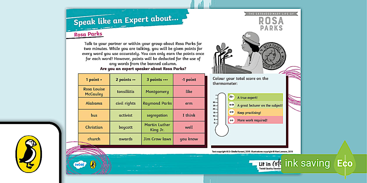 FREE! - The Extraordinary Life of Rosa Parks: Speak Like an Expert ...