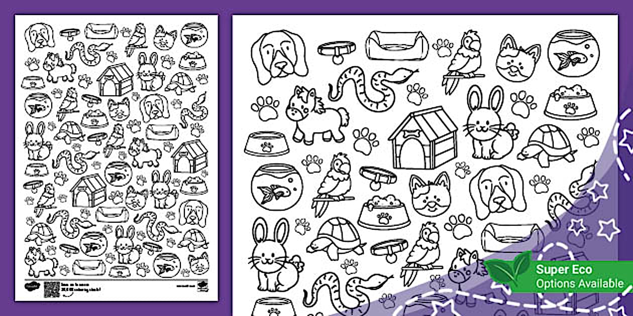 Pets Doodle Colouring Sheet | Health and Wellbeing - Twinkl
